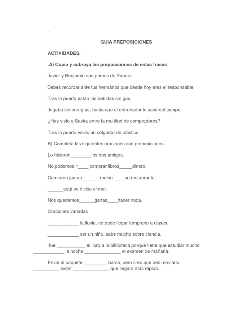 Guia Preposiciones | PDF
