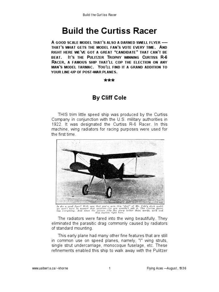Curtiss R-6 Racer | PDF | Monoplane | Aircraft