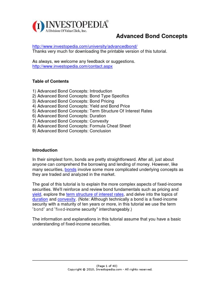 Bond Cheat Sheet | Yield Curve | Bonds (Finance)