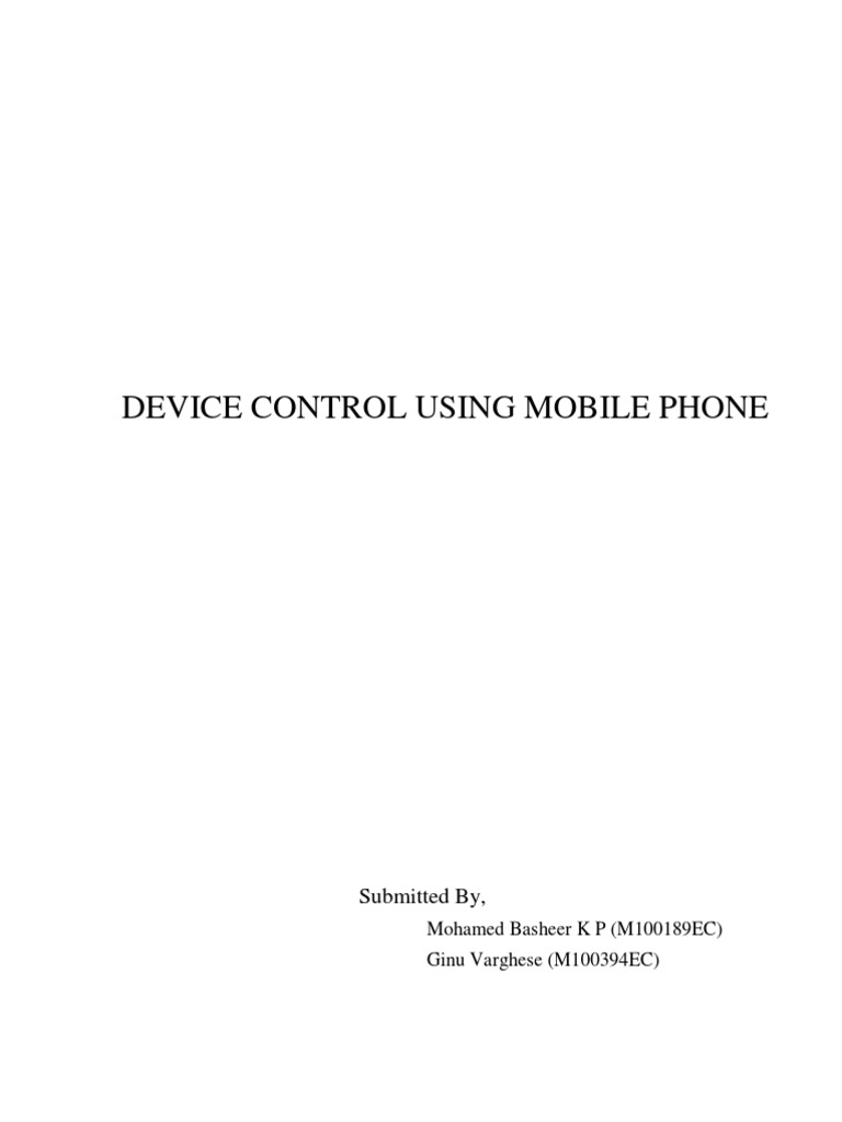 Device Control Using Mobile Phone: Submitted By | PDF | Telephone ...
