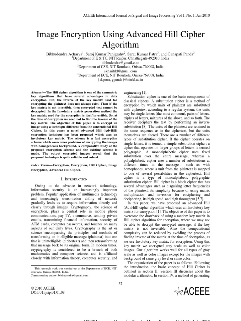 Image Encryption Using Advanced Hill Cipher Algorithm | Cipher ... Image Encryption Using Advanced Hill Cipher Algorithm | Cipher ...