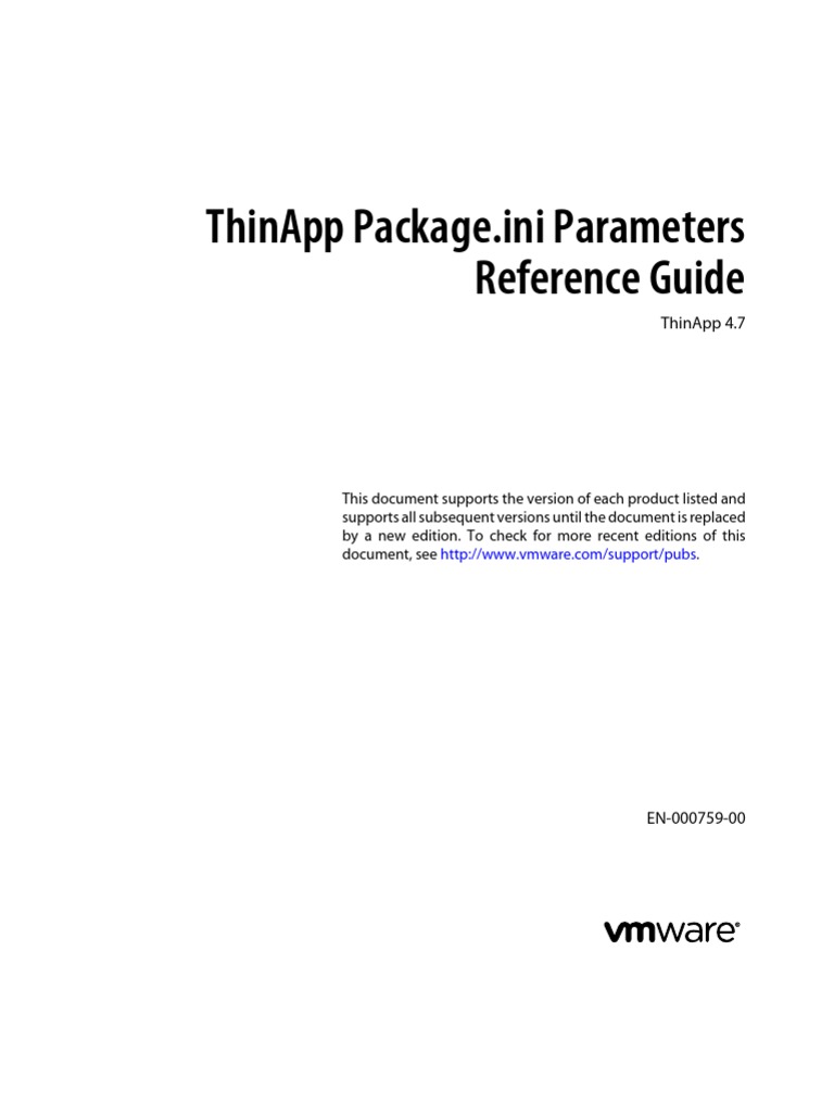 VMWare Thinapp 4.7 Packageini Reference | PDF | Windows Registry | Component Object Model