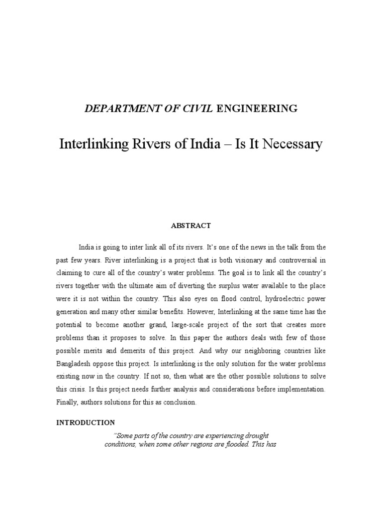Interlinking Rivers of India Is It Necessary | PDF | Indus River ...