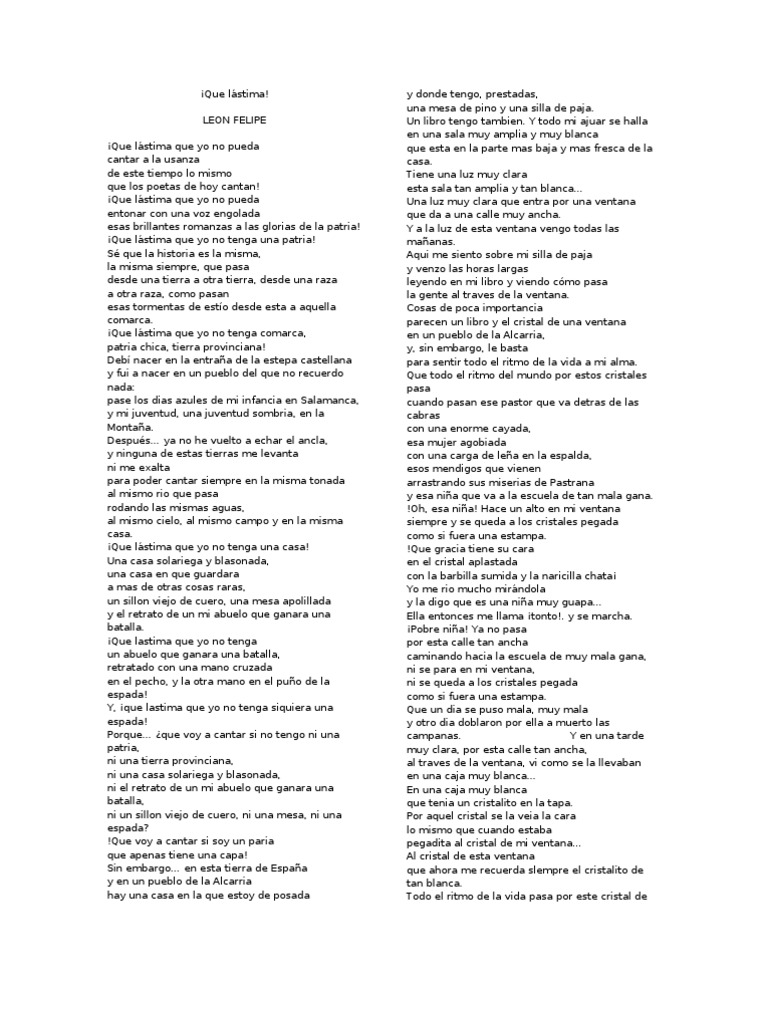 Que lástima-leon felipe | PDF | Ocio