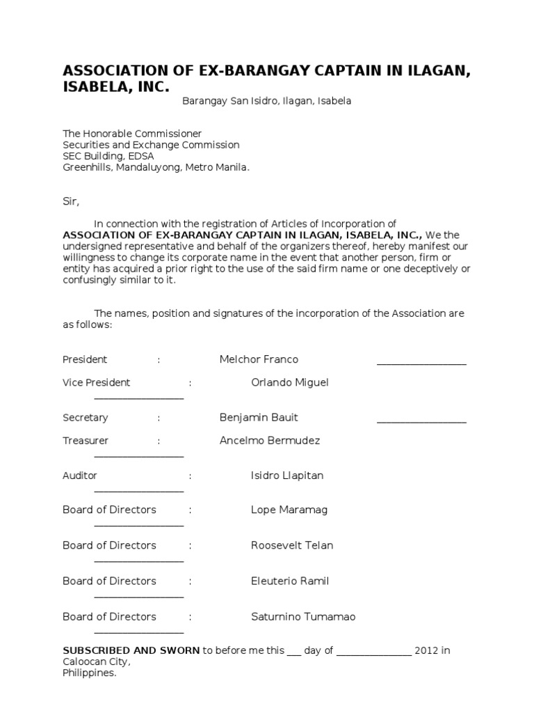 Ex-Barangay Captain Association Registration | PDF