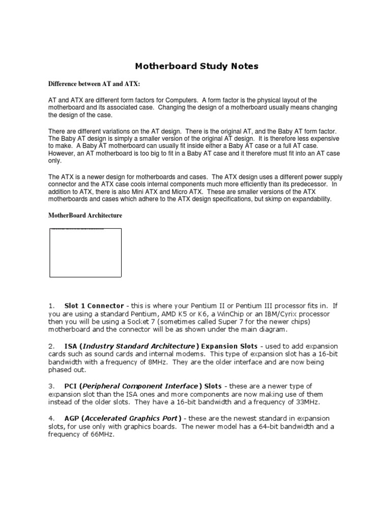 Motherboard Study Notes Pdf Bios Ibm Pc Compatibles