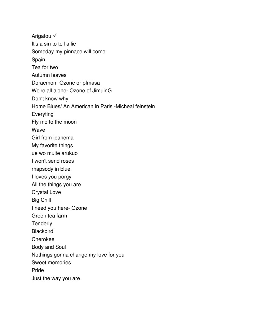 Jazz Piano Song List | PDF