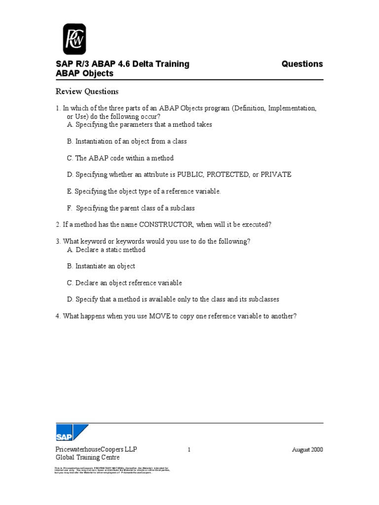 Exercise 5 - ABAP Objects | PDF | Method (Computer Programming ...
