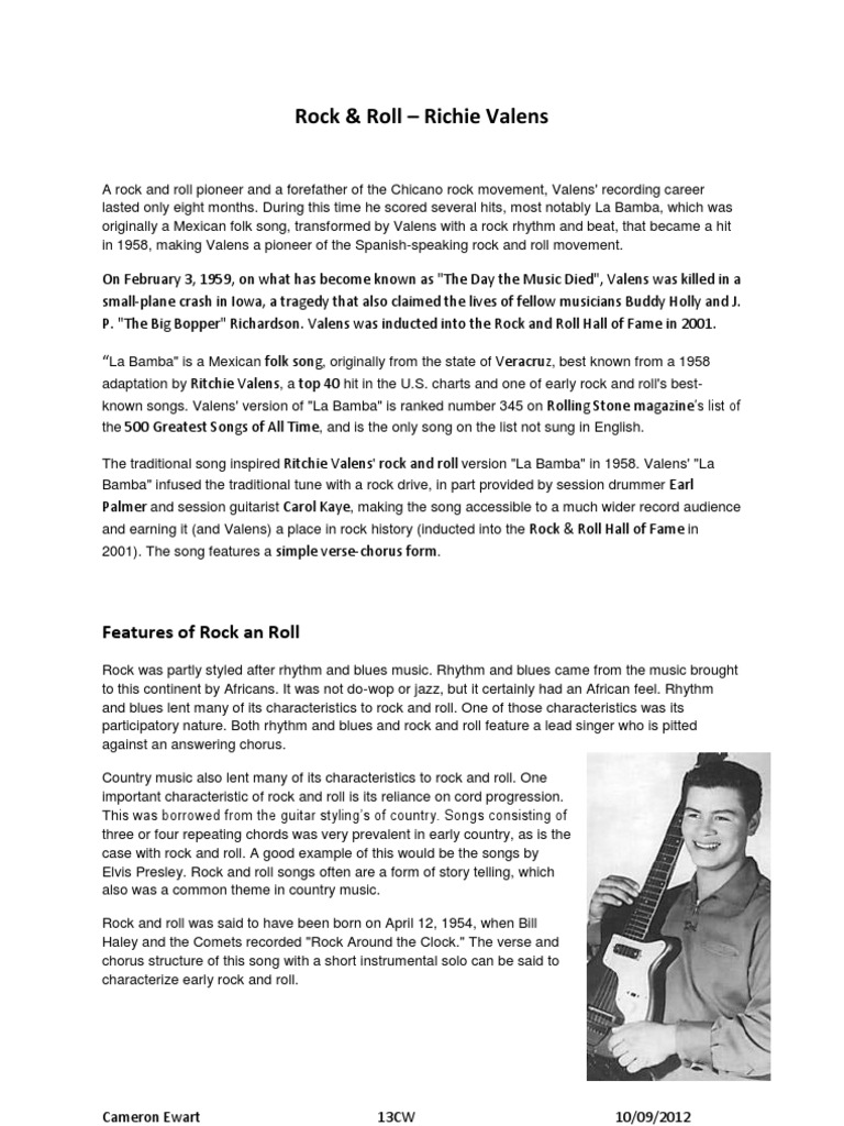 Ritchie Valens: La Bamba & Rock History | PDF | La Bamba (Song) | Rock ...