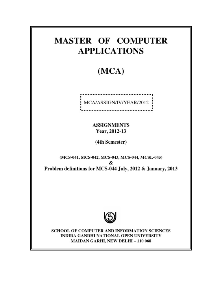 Mca Assignment 2012 13 - IV Sem | PDF