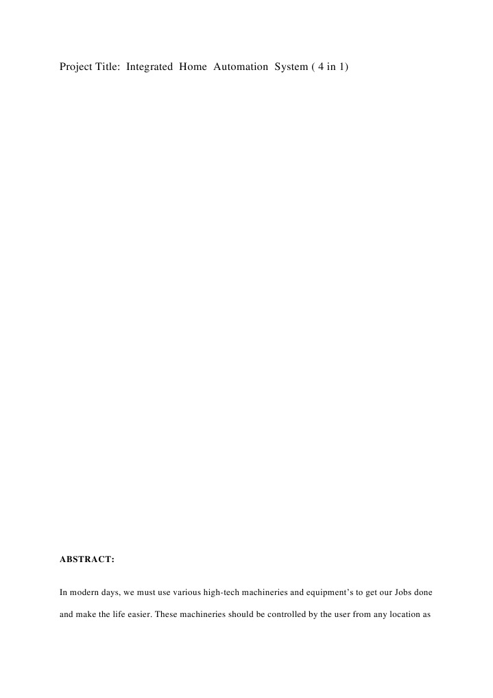 Project Title: Integrated Home Automation System (4 in 1) | PDF