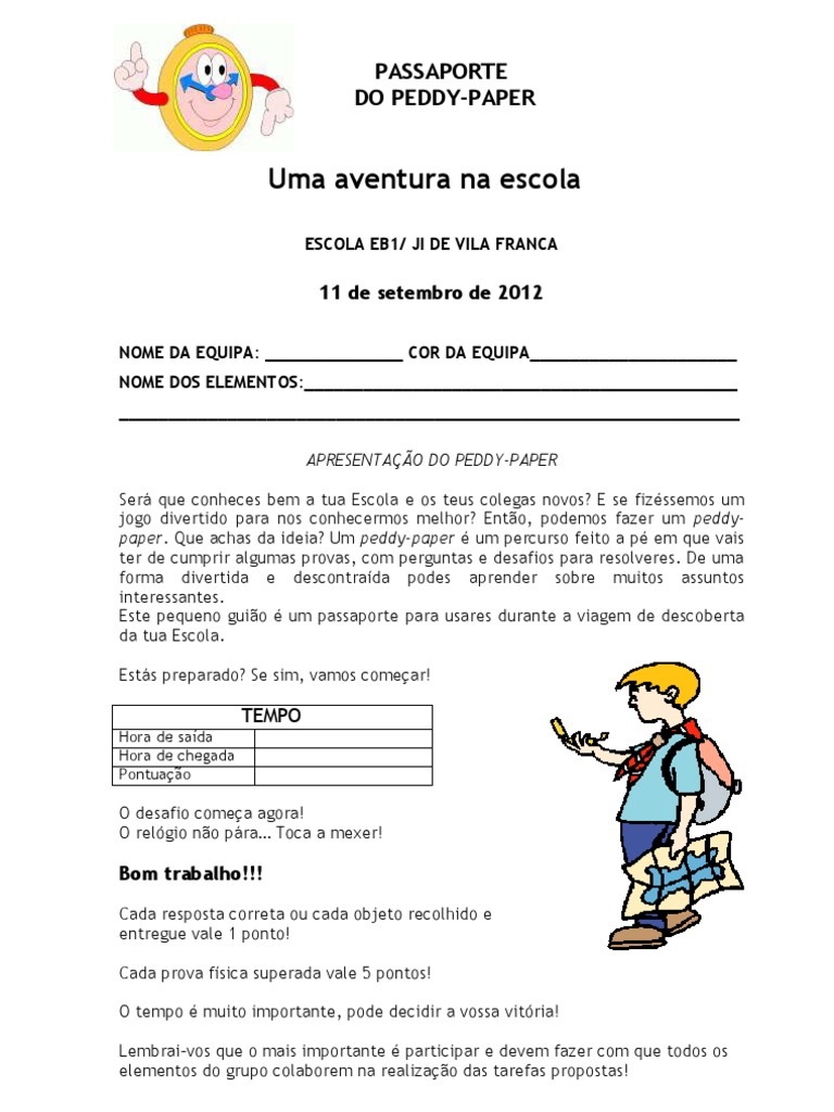 Passaporte para Peddy-Paper Escolar | PDF | Lazer
