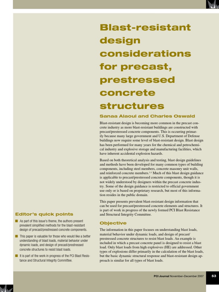 Blast-Resistant Design for Precast Concrete | PDF | Strength Of ...