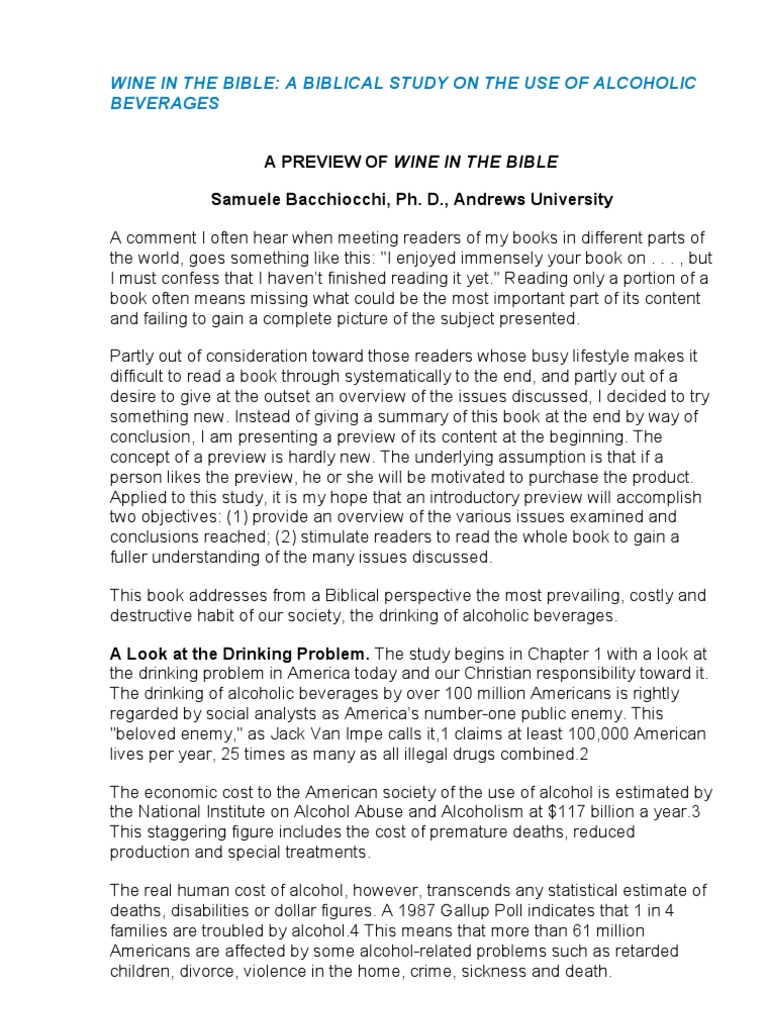 Wine in The Bible | PDF | Fermentation In Winemaking | Wine