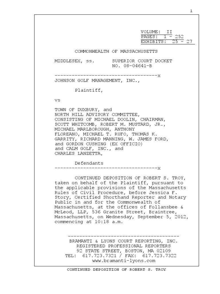 Troy Deposition II | PDF | Deposition (Law) | Request For Proposal