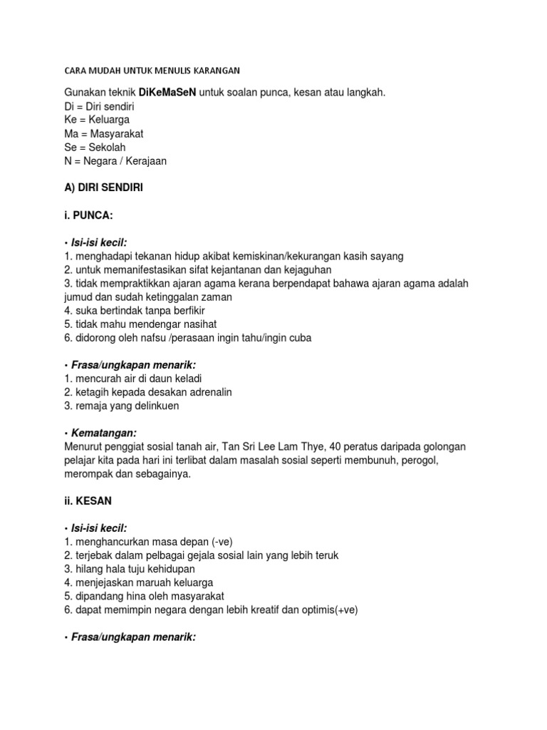 Cara Mudah Untuk Menulis Karangan | PDF