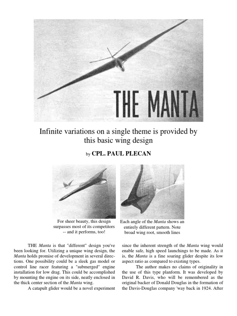 Davis Manta Glider | PDF | Stall (Fluid Mechanics) | Glider (Sailplane)