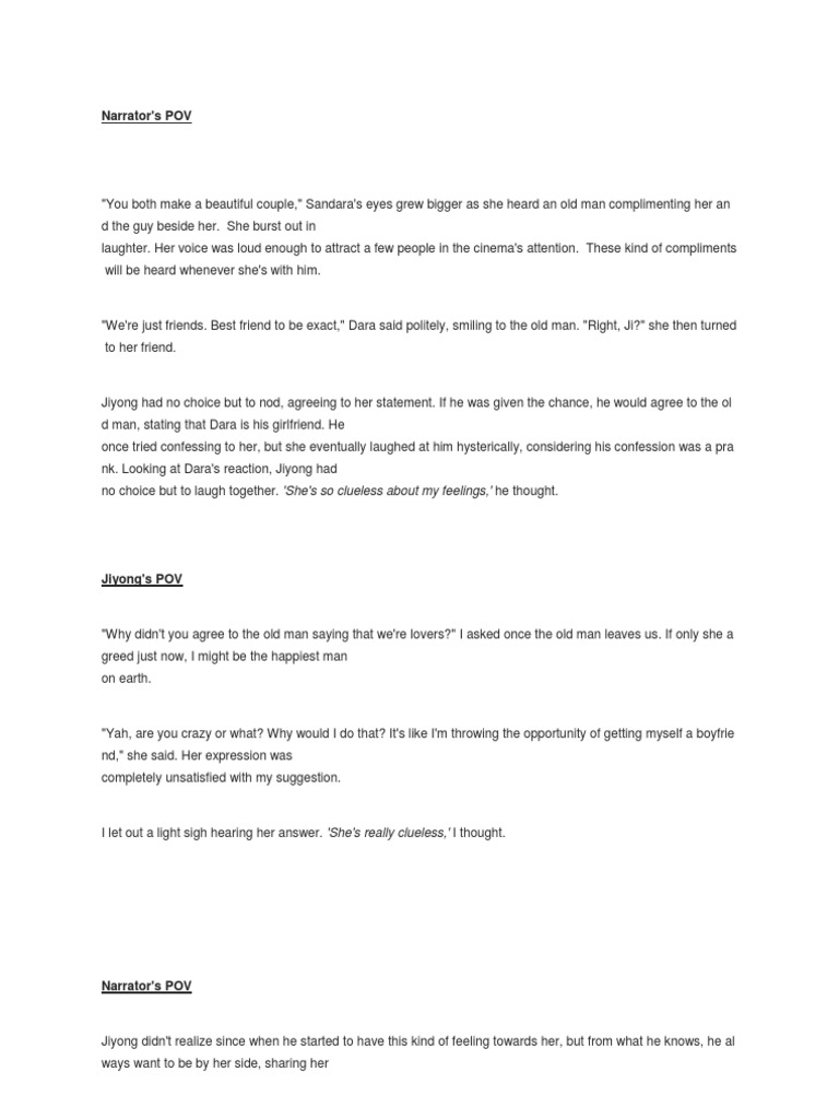 Narrator's POV: 'She's So Clueless About My Feelings,' | PDF | Leisure