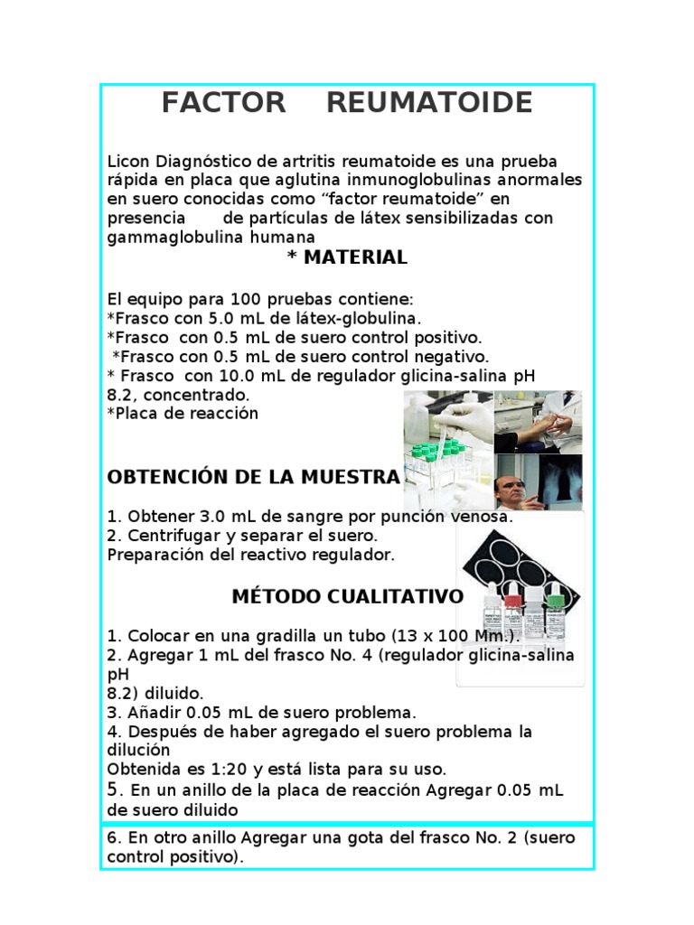 Factor Reumatoide | PDF | Ph | Medicina CLINICA