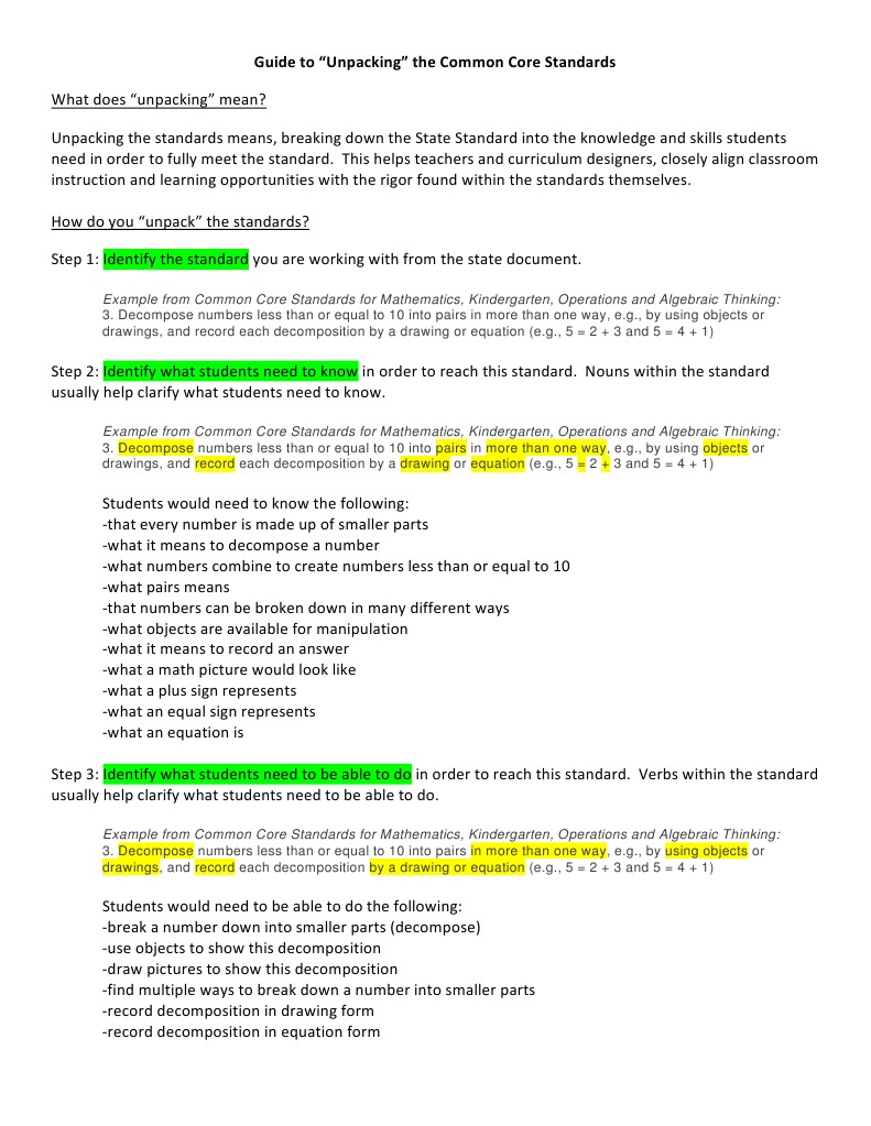 Unpacking Common Core Math Standards | PDF | Common Core State ...