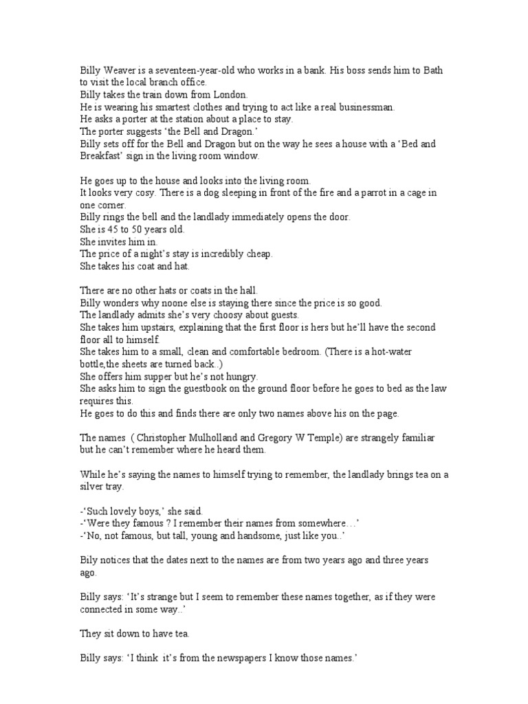 Story Skeleton Billy Weaver | PDF