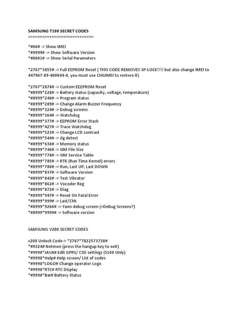 A Comprehensive Guide to Samsung Phone Secret Codes for Models T100 ... A Comprehensive Guide to Samsung Phone Secret Codes for Models T100 ...