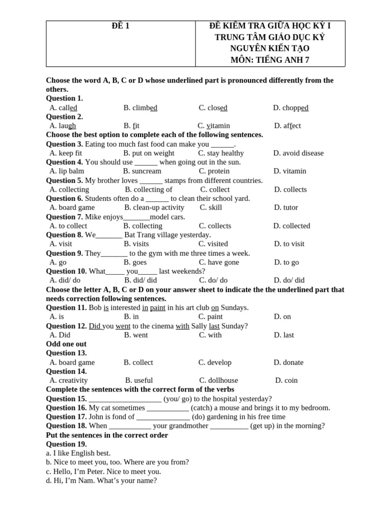 Test 1,2,3 - Ghki - Ta7 | PDF | Association Football | Sports