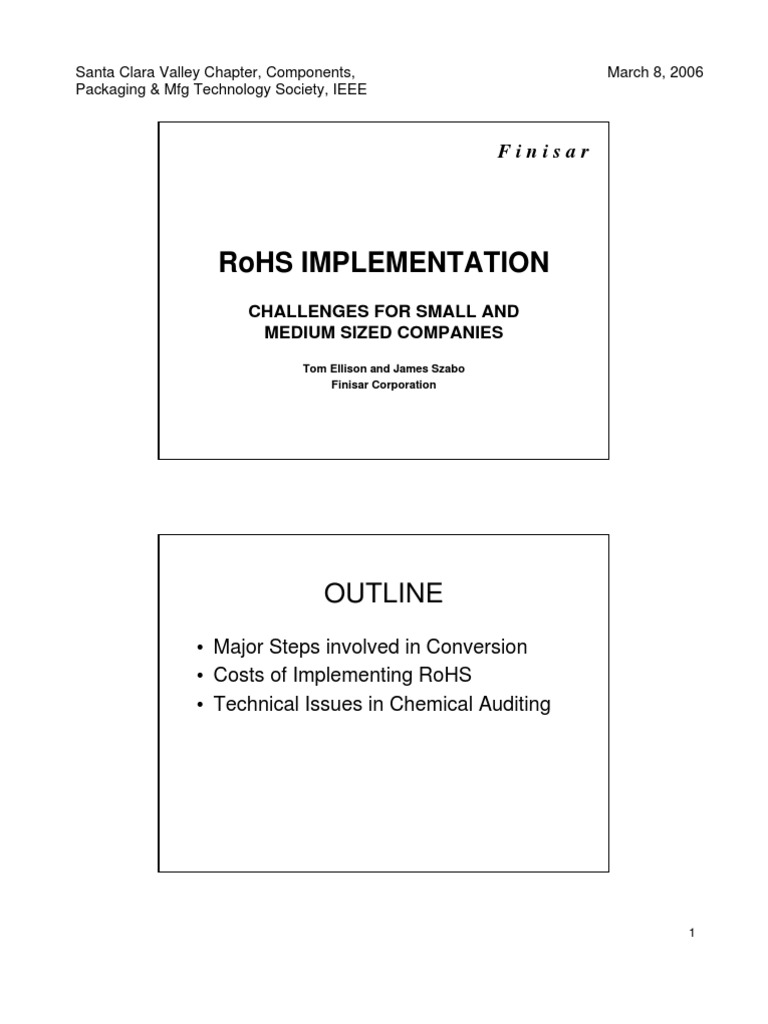 Rohs Implementation: Outline | PDF | Chemical Elements | Chemical ...