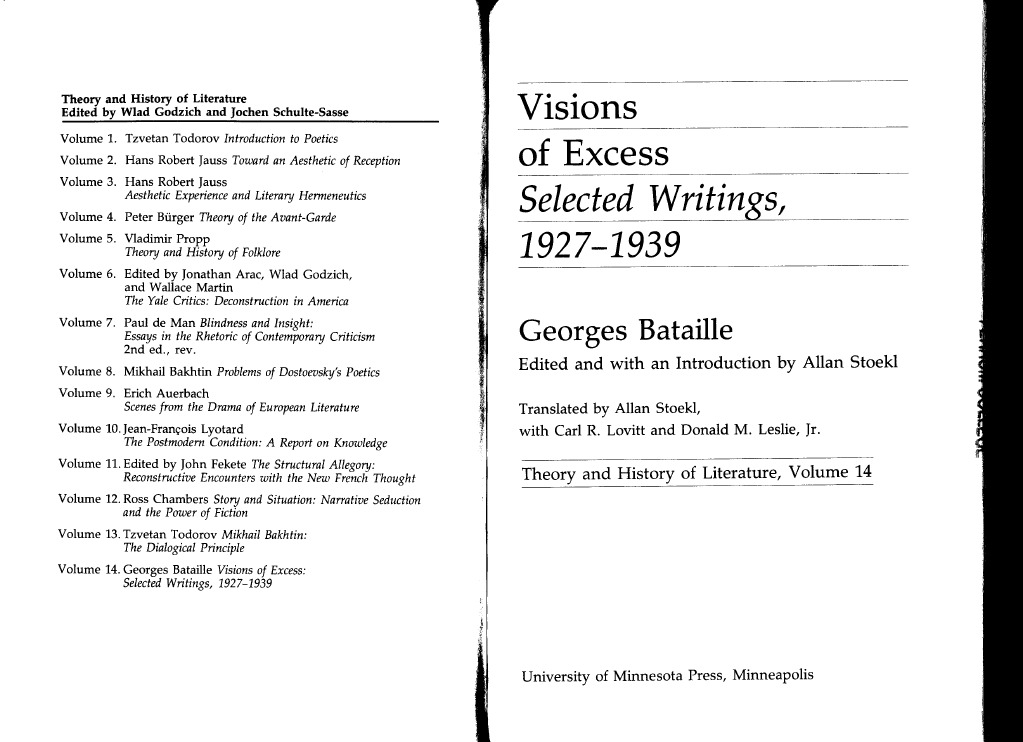 Georges Bataille Visions of Excess Selected Writings 1927 1939 | PDF
