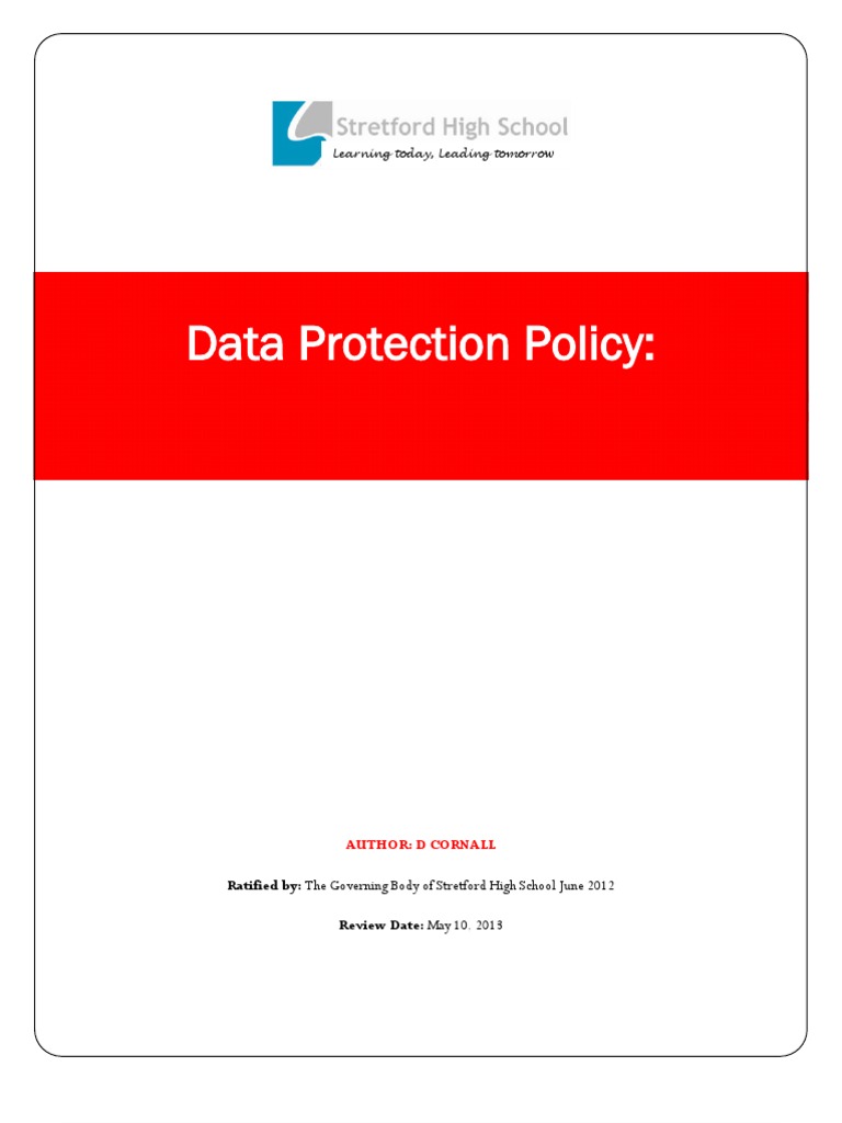 Data Protection Policy:: Learning Today, Leading Tomorrow | PDF ...