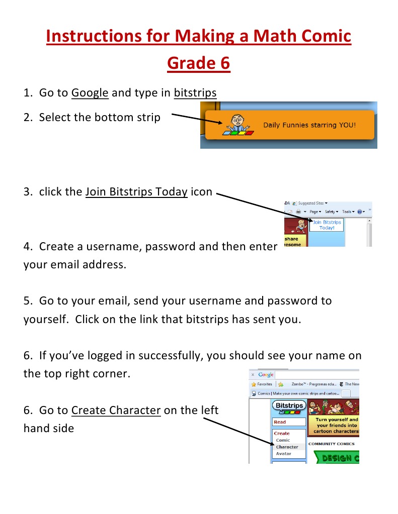 Instructions For Making A Math Comic Grade 6 | Download Free PDF ...