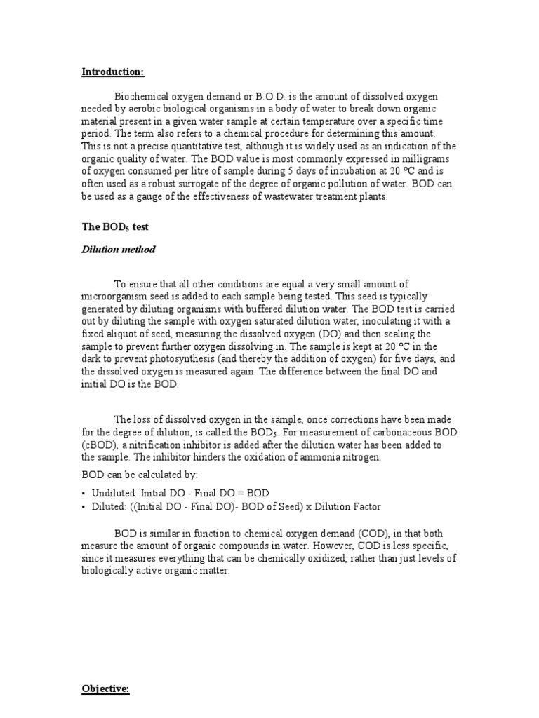 Understanding Biochemical Oxygen Demand (BOD) | PDF | Technology ...