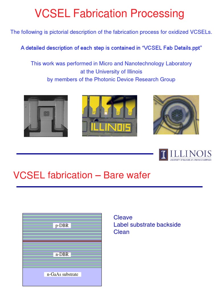 VCSEL Fab Overview | Semiconductor Device Fabrication | Photolithography