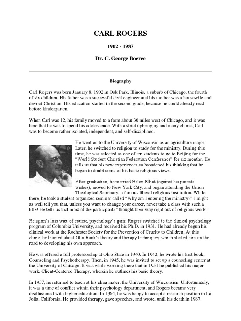 Carl Rogers | PDF | Psychotherapy | Clinical Psychology