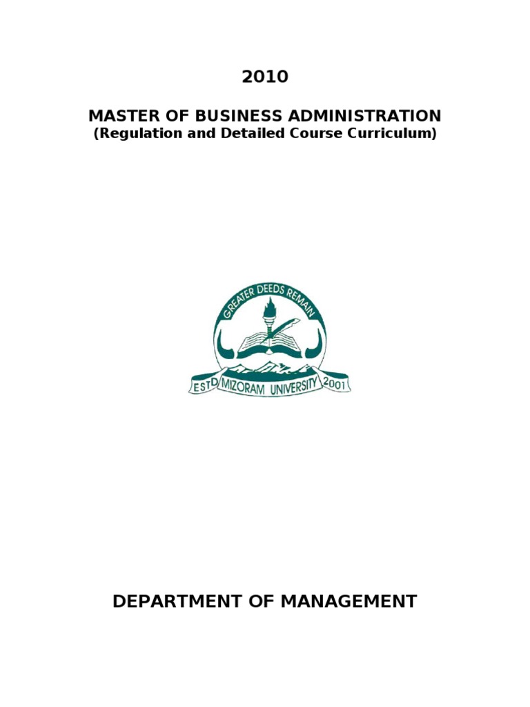 Master of Business Administration: (Regulation and Detailed Course ...