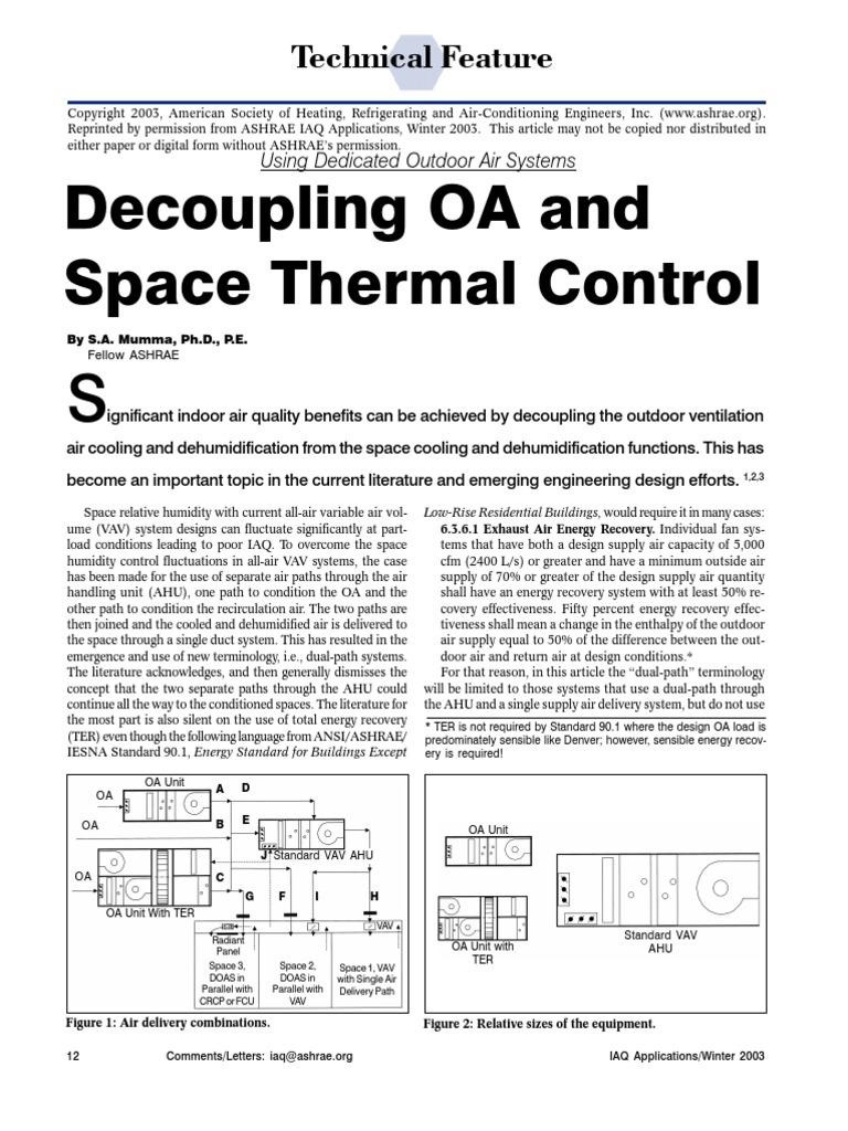 Decoupling OA and Space Thermal Control: Technical Feature | PDF ...