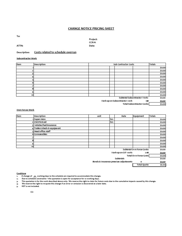 Change Notice Pricing Sheet Overview | PDF | Business | Finance & Money ...