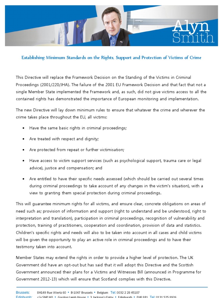 EU Directive on Victims' Rights Standards | PDF | Victimology ...
