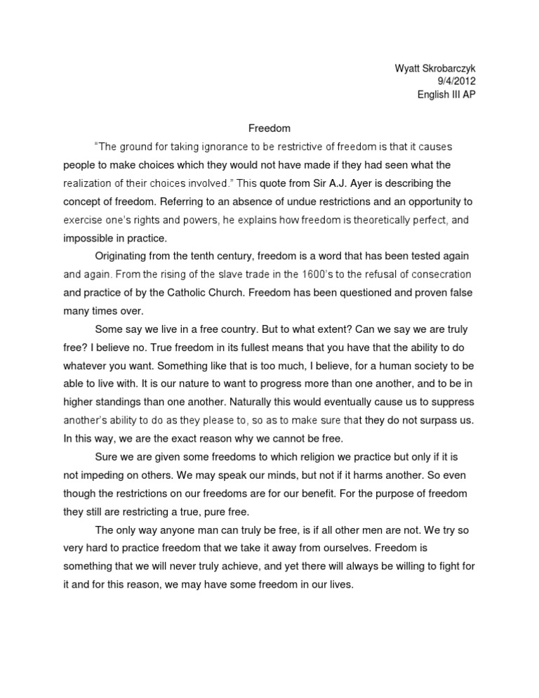 Freedom Essay | PDF