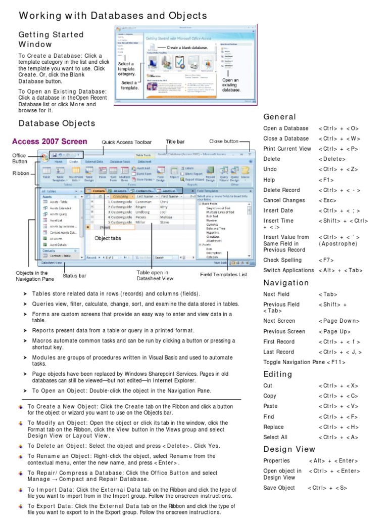 Access 2007 Quick Reference | PDF | Hyperlink | Databases