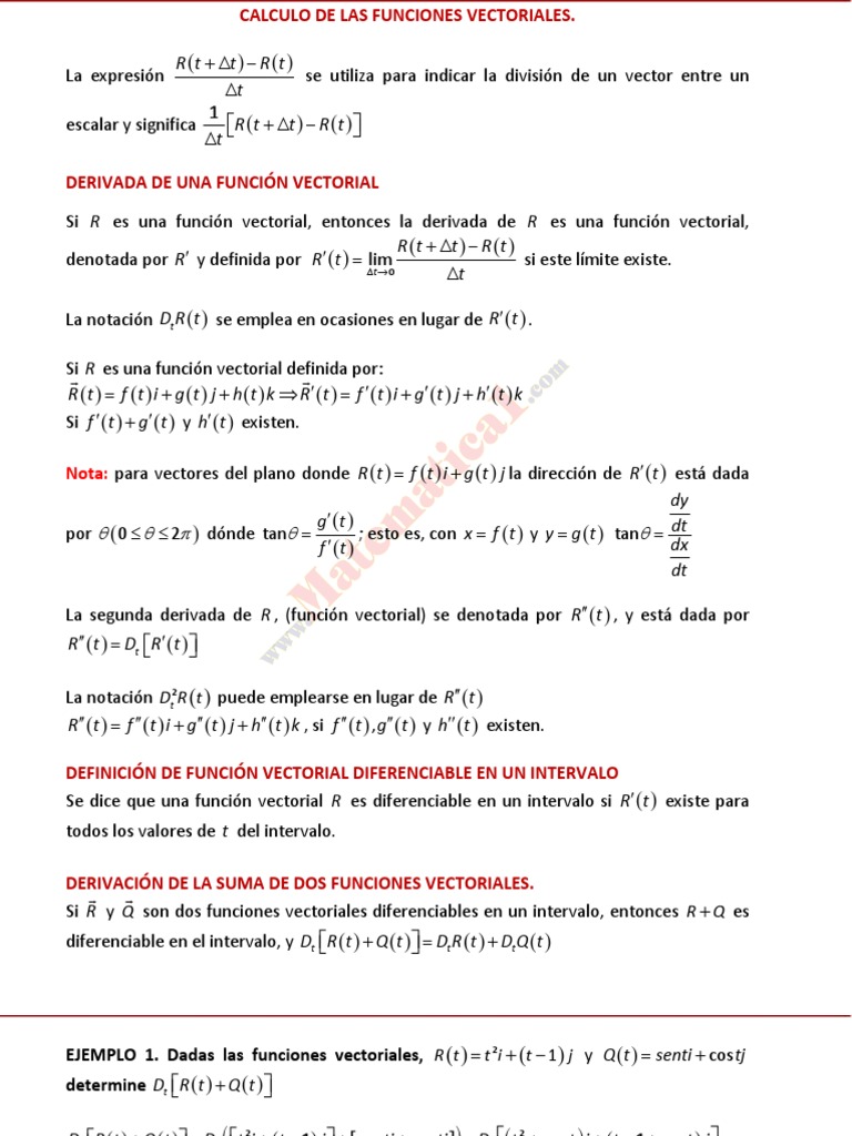 Calculo de Las Funciones Vectoriales | PDF | Vector Euclidiano | Derivado