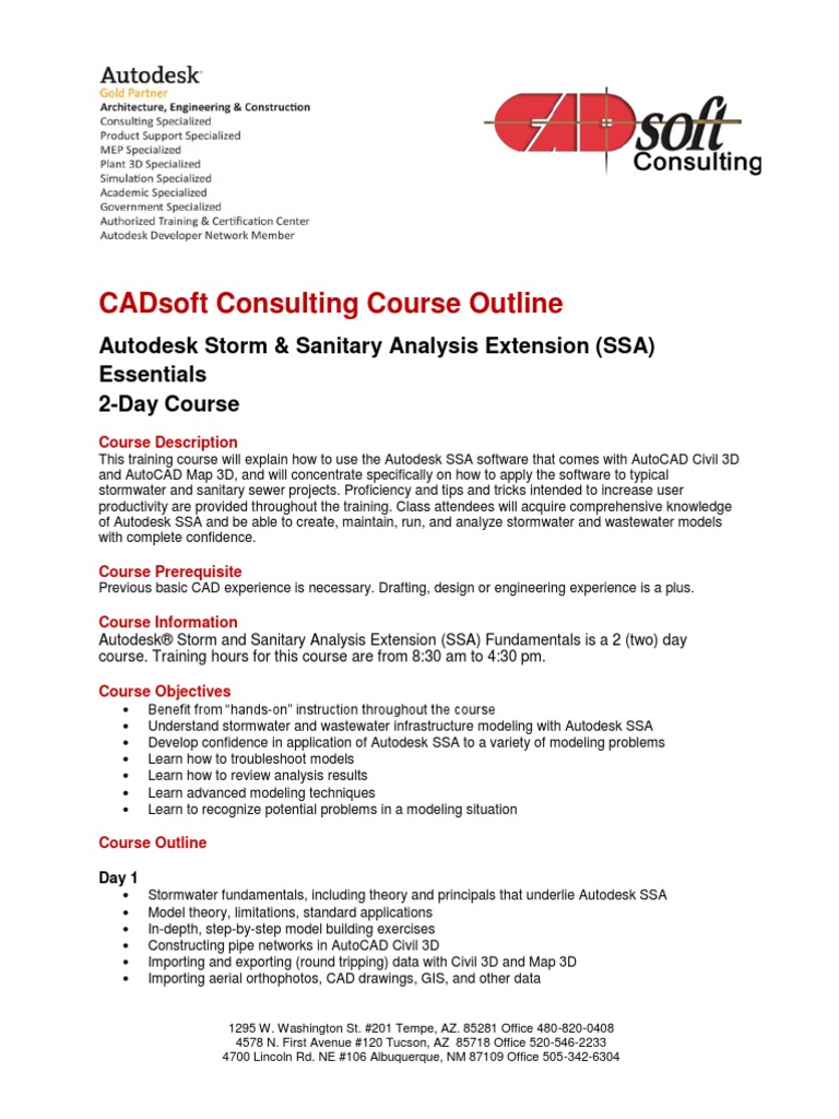 Autodesk Storm & Sanitary Analysis Extension (SSA) Essentials | PDF | Autodesk | Auto Cad