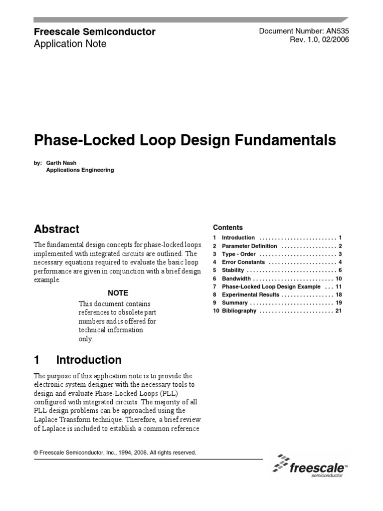 Phase Locked Loop Design Fundamentals Pdf Detector Radio Telecommunications Engineering