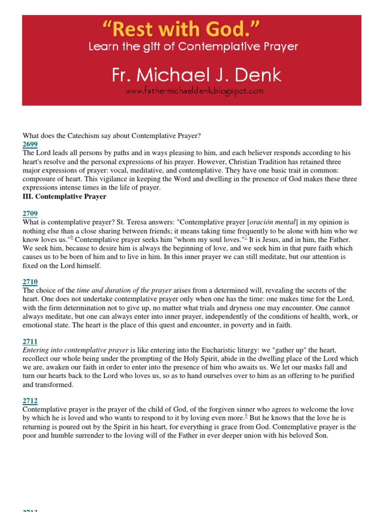 Contemplative Prayer Handout | PDF | Christian Meditation | Theoria