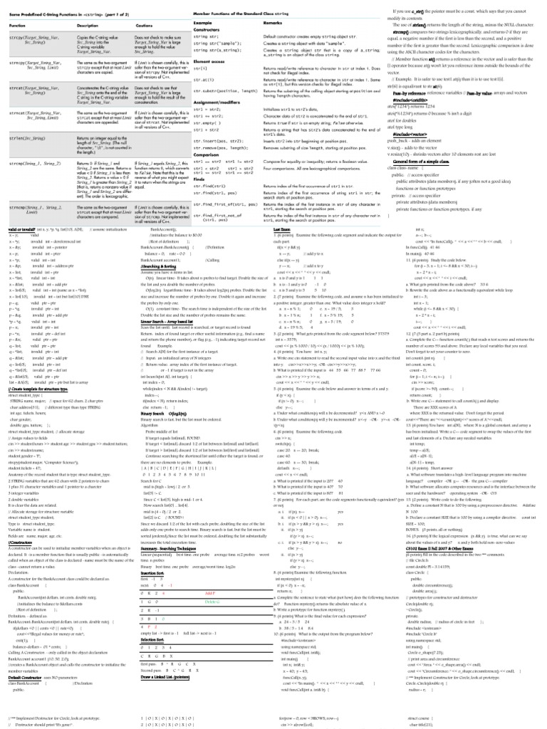 Sheet of Paper For FINAL | PDF | Subroutine | Pointer (Computer Programming)