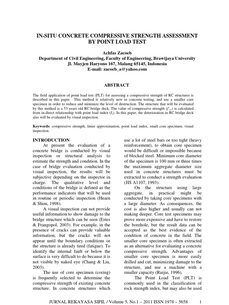 Volume 5 No 1 In Situ Concrete Compressive Strength Assessment Pdf