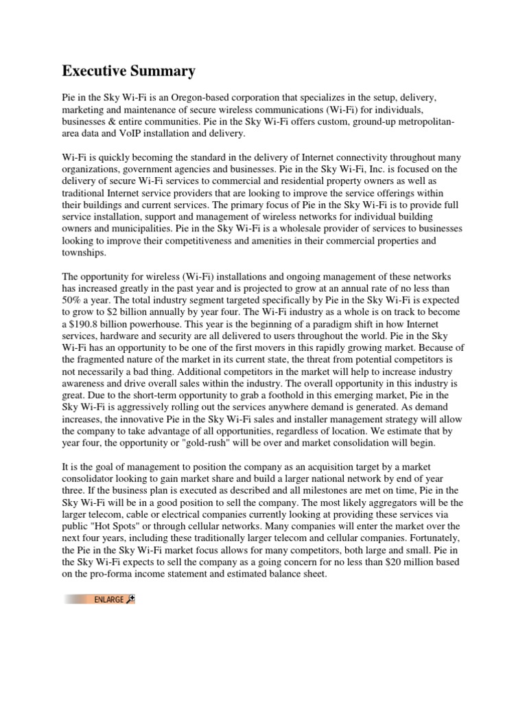 Providing Secure Wi-Fi Solutions: An Executive Summary Outlining Pie in ...