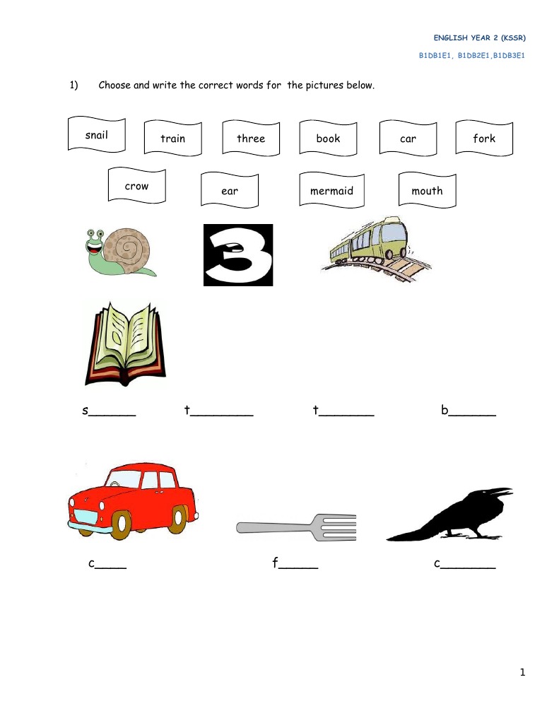 Year 2 English Vocabulary Exercise | PDF | Teaching Methods & Materials