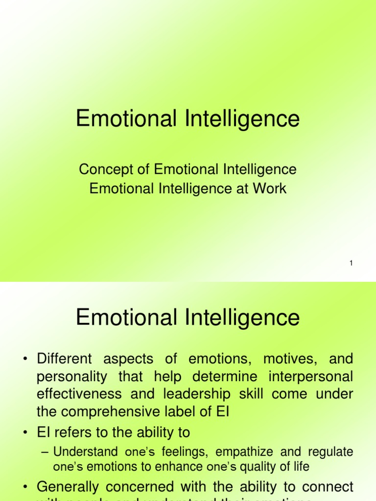 Emotional Intelligence: Concept of Emotional Intelligence Emotional ...