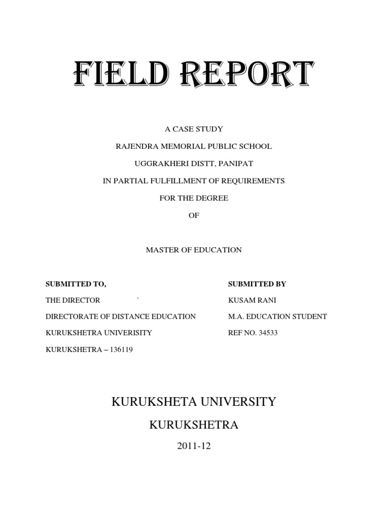 Field Report: Kuruksheta University | PDF | Test (Assessment) | Libraries